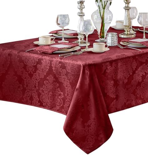 Amazon.com: Newbridge Barcelona Luxury Damask Fabric Tablecloth, 100% ...