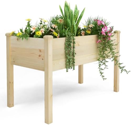Amazon.com: Backyard Discovery 6 Cubic Foot Raised Teak Planter Outdoor ...