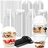 Amazon.com: Pumtus 100 Pack Plastic Parfait Cups with Insert & Dome ...