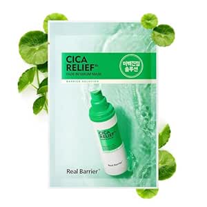 Amazon.com : Real Barrier Cica Relief Rx Fade In Serum Mask 25ml 0.84 fl. Oz. x10ea, Soothing ...