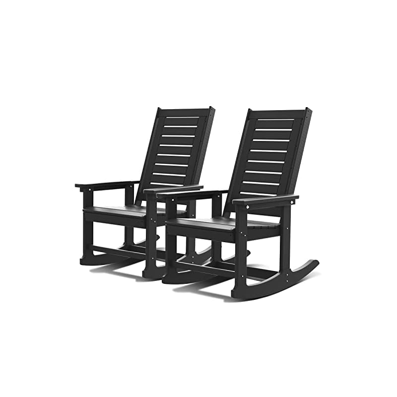 Shop for MUPATER Outdoor Rocking Chair Set 3-Piece Patio Wooden Rocker ...