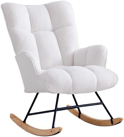 Amazon.com: SAETSFEG Rocking Chair Nursery Teddy, Upholstered Baby ...