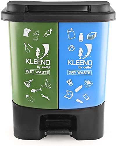 CELLO Duo Plastic Step-On Pedal Dustbin for Wet and Dry Waste| 2 In 1 ...