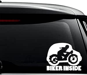 Amazon.com: Biker Inside Motorcycle Decal Sticker For Use On Laptop ...
