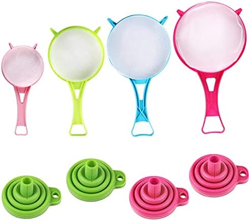 Fine Mesh Strainer Colander, 4 Pcs Plastic Food Soy Milk Flour Sieve ...