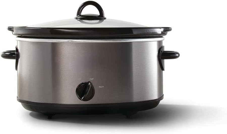 Amazon.com: 6-Quart Manual Slow Cooker, Stainless Steel, Warm, Low and ...