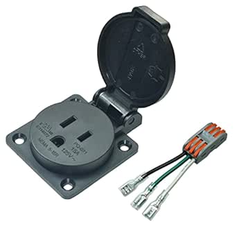 US Standard Waterproof Power Socket, 15A 125VAC Panel Mount Dust-Proof ...