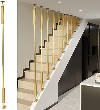 Metal Stair Railing Columns for Indoor Staircase, Adjustable Height (H ...