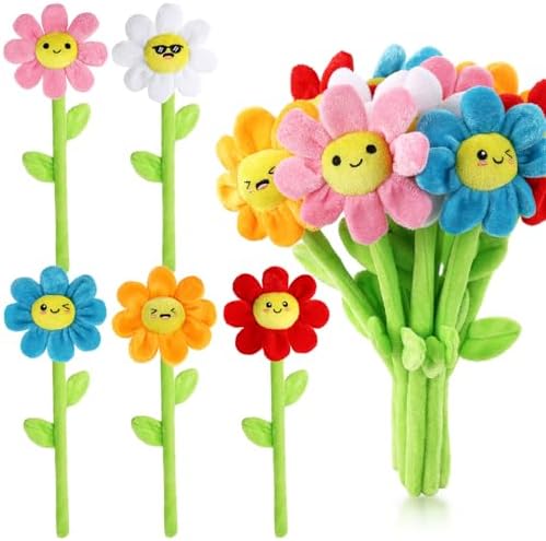 Amazon.com: ZJoey 10 Pcs Plush Smile Flower Stuffed Bendable Stems ...