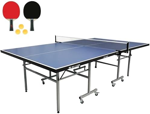 SKY LAND Official-Sized Table Tennis Table Set with 2 Rackets & 3 Ping ...
