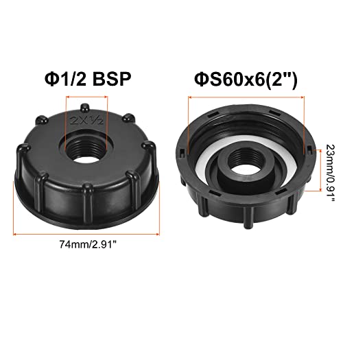 PATIKIL IBC Tote Adapter 60mm Coarse Thread 1/2″ Outlet, 275-330 Gallon ...