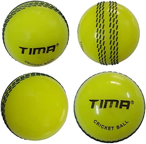 TIMA Sports Fun Poly Hard Synthetic Red Cricket Ball (Yellow Pack of 4 ...
