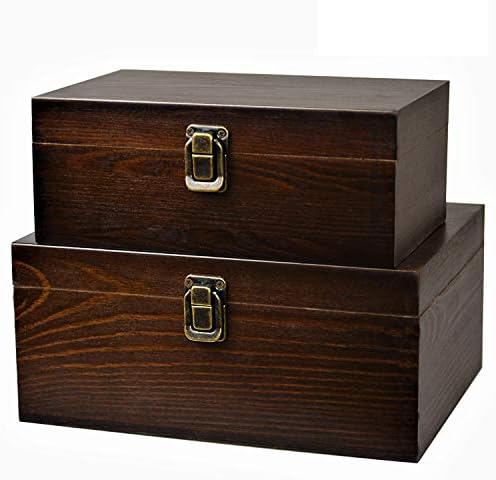 Amazon.com: Vintage Style Wooden Box with Hinged Lid - Decorative ...
