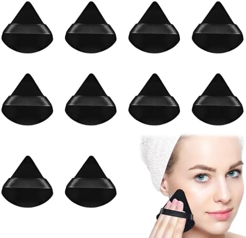 10 Pcs Triangle Powder Puff, Reusable Black Sponges for Pressed Powder ...