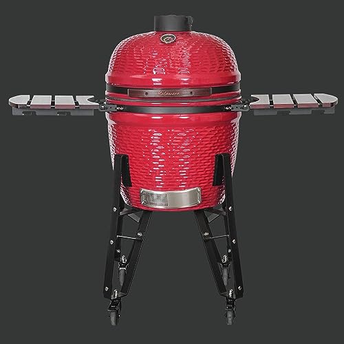 Kalamera 21” Ultimate Outdoor Ceramic Grill Kamado with Cart and Side ...