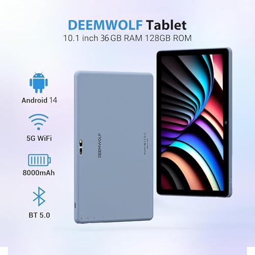 DEEMWOLF Tablet 10 Inch Android 14 tablet 36GB RAM+128GB ROM (TF 1TB ...