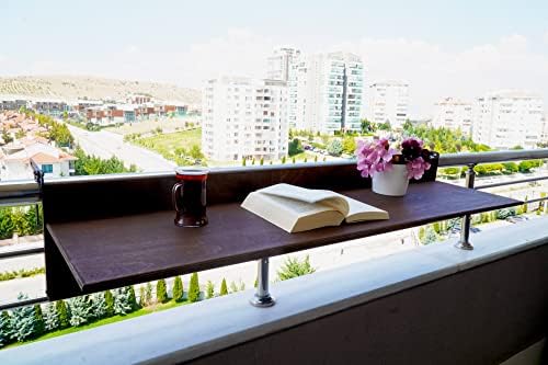 Patio Novagarden Balcony Railing Table Outdoor Hanging Folding Brown ...