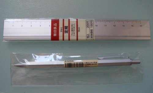Buy MUJI Japan Aluminum Mechanical Pencil 0.5mm Aluminum ruler set ...