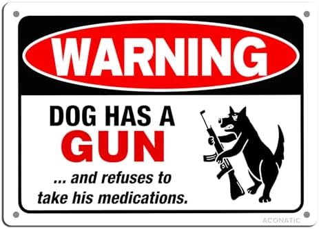 Amazon.com: ACONATIC 'Beware Of Dogs' Aluminum Metal Sign - 8"x12 ...