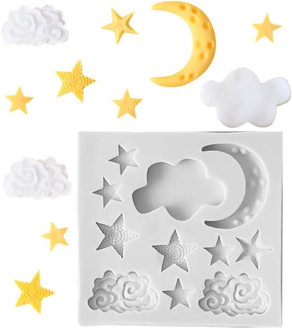 Amazon.com: Star Moon Clouds Shaped Silicone Fondant Molds DIY Candy ...