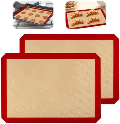 Pack of 2 Silicone Baking Mats for Baking Trays, 30 x 40 cm, Silicone ...