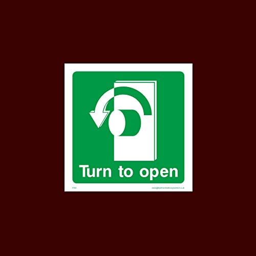 Turn to Open Left Sticker/Self Adhesive Sign - Fire, Push Bar/Pad ...