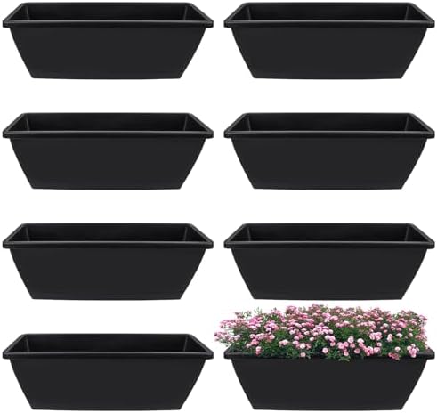 8Pcs Rectangle Plant Pot Rectangle Window Box Planter 17 Inch Black ...
