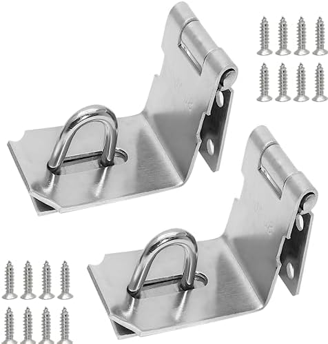 Kyuionty 2 Pack Right Angle Padlock Hasp Latch, Stainless Steel 90 ...