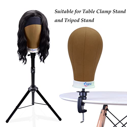 Snapklik.com : Eerya Wig Head Canvas Block Head 21 Inch Wig Head Stand ...