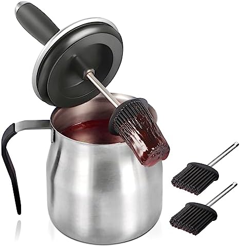 Amazon.com: BBQ Basting Pot with 3 Basting Brushes Set,Airtight ...