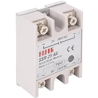 BlueStars SSR-25AA Solid State Relay AC 80–250V Input, AC 24–380V Output, 25A Single Phase Semi ...