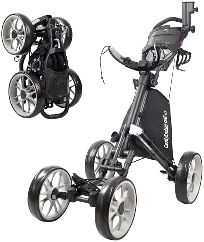 CaddyTek 4 Wheel Golf Push Cart - Caddycruiser One Version 8 1-Click ...