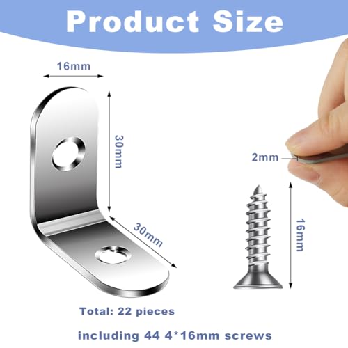 Flintronic Angle Brackets, 22 Packs L Brackets for Wood with 44 Screws ...