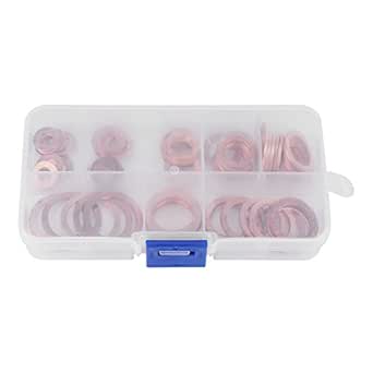 Amazon.co.jp: 80pcs Solid Copper Sump Plug Washers Assorted Garage ...