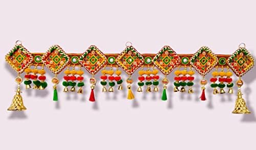 Jaipuri Sqiure Ring Zula Bell Door Hanging Toran-Traditional Bandanwan ...