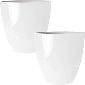 Amazon.com : RUBBER BOND Plastic Plant Pots 2 Pack - Modern Indoor ...