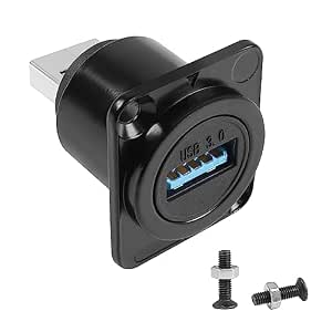 QIANRENON USB 3.0 Male to Female Panel Mount Adapter 5Gbps USB Plug to ...