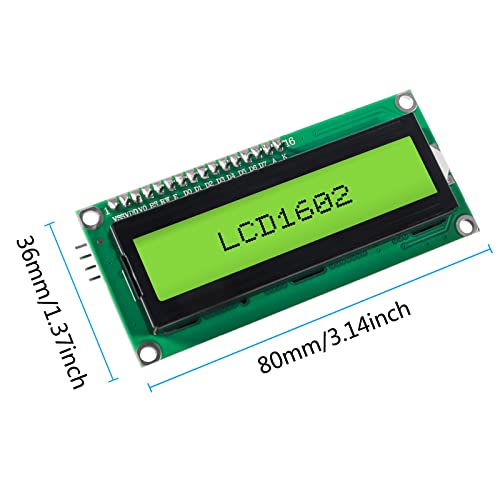 Buy DWEII 5-Pack I2C 1602 LCD Display Module 16X2 Character Serial Green Screen Backlight LCD ...