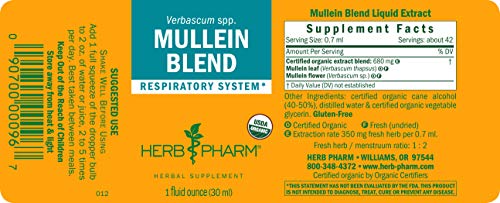Herb Pharm Certified Organic Mullein Blend Liquid Extract for ...