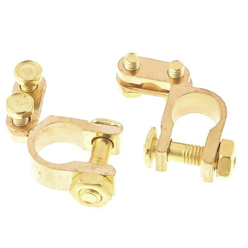 SJT® Gold Tone Screw Connection Positive Car Battery Terminals Clamps ...