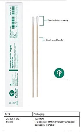 Puritan Medical 6″ Sterile Standard Cotton Swab w/Wooden Handle – 25 ...
