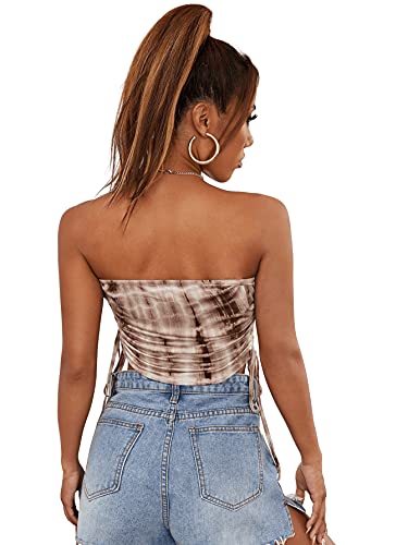 Buy Floerns Women's Strapless Drawstring Side All Over Print Bandeau ...