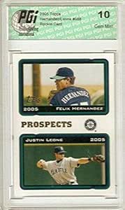 Amazon.com: Felix Hernandez Justin Leone Topps Rookie Card PGI 10 ...