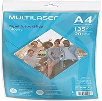 Papel Fotográfico Glossy A4 135g 20 folhas - Multilaser PE036 | Amazon ...