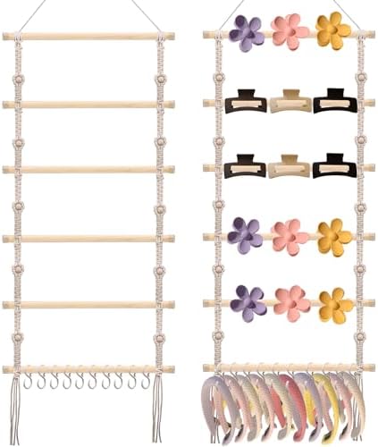 Amazon.com: Hair Claw Clip Organizer, Macrame Hanging Hair Clip Holder ...
