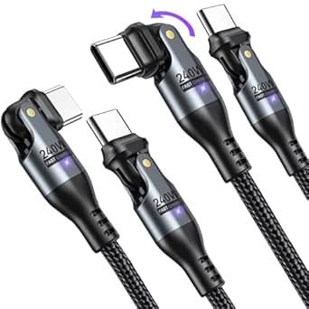 Magnilink Duo Pivot USB-C to USB-C Cable [240W, 2-Pack 3FT&6FT ...