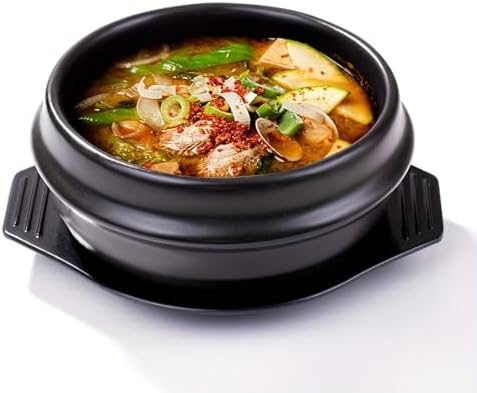 Bobikuke Korean Stone Bowl with Lid, Nonstick Bibimbap Dolsot Cast ...
