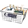 Amazon.com: LeleCAT Large black wire baskets with Wooden Handles for ...