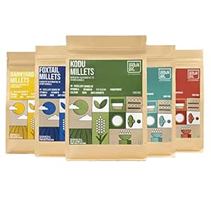 Whole Grain Millets - Natural Grains Combo Pack of 5 | Unpolished ...