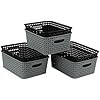 Amazon.com: Qqbine Plastic Woven Storage Basket, Plastic Weave ...